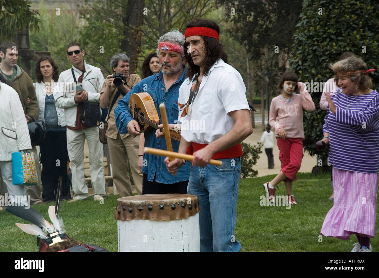 Man playing the drum in a hippie party in a cultural festival Stock ...