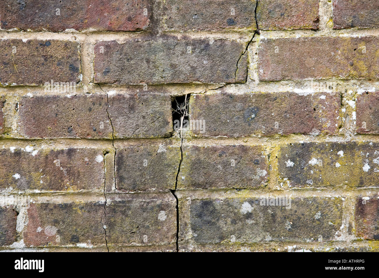 Brickwork showing evidence of cracking, Surrey, England Stock Photo - Alamy