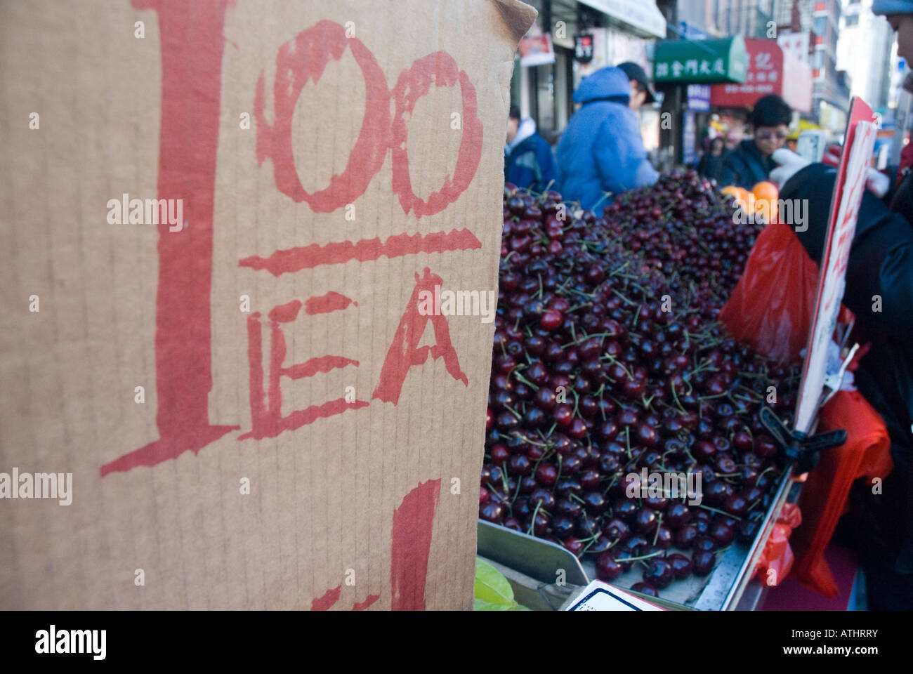 Outdoor vendors selling fruits and vegetables in Chinatown, New York ...