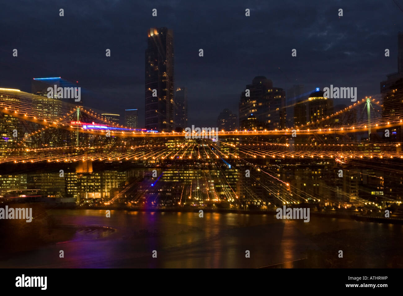 Zoom effect image of the Story Bridge at night Brisbane Australia Stock ...
