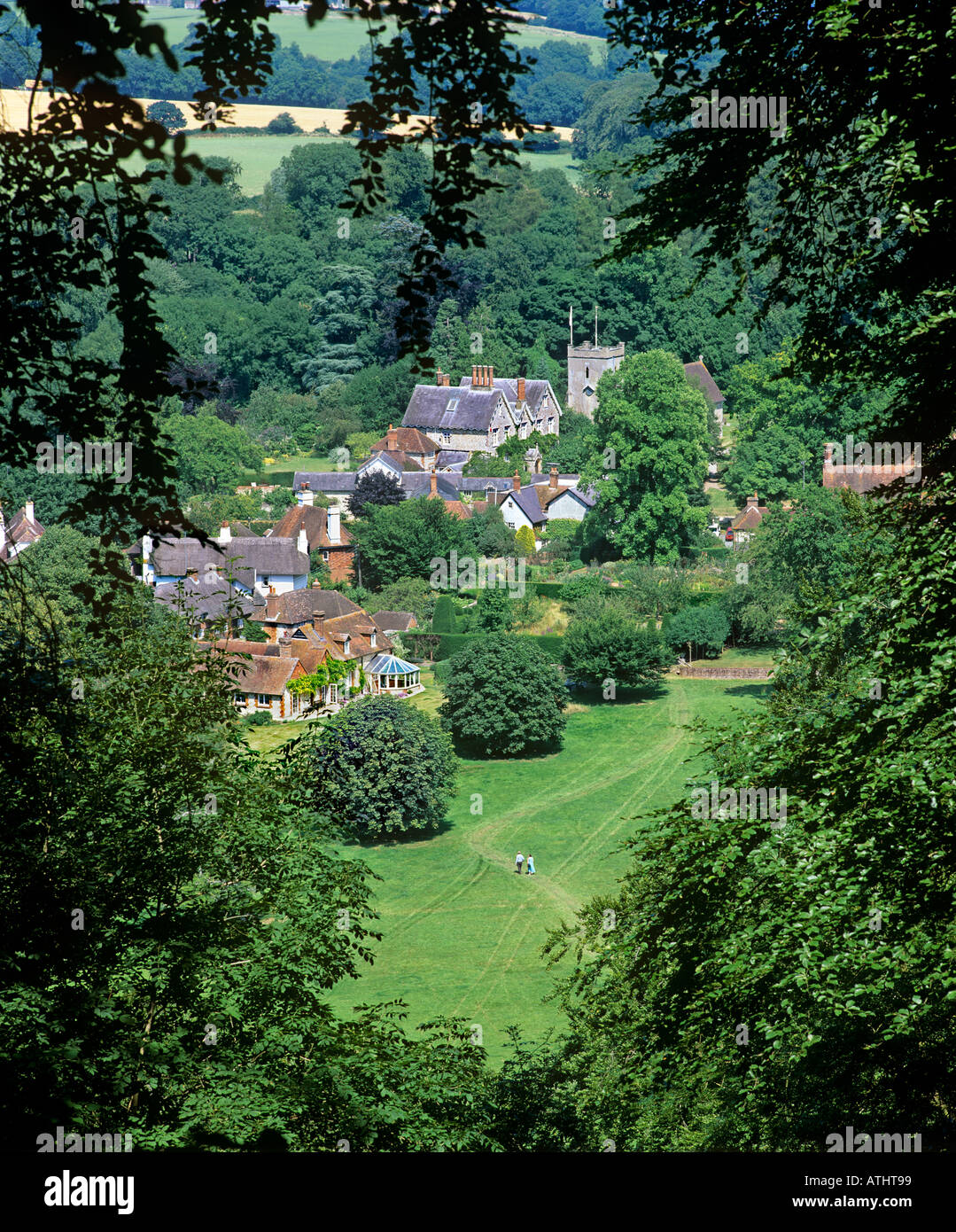 Looking down on the Hampshire village of Selborne from Selborne Hanger ...