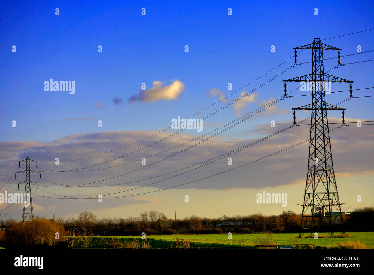 National Grid Electricity Pylon in British field UK showing our carbon ...