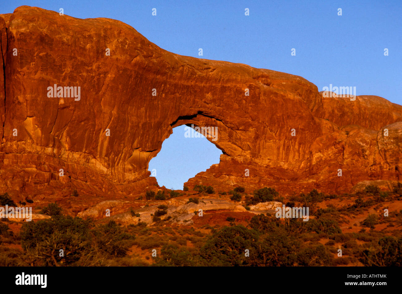 UT Utah Arches National Park South Window Arch rock formations erosion ...