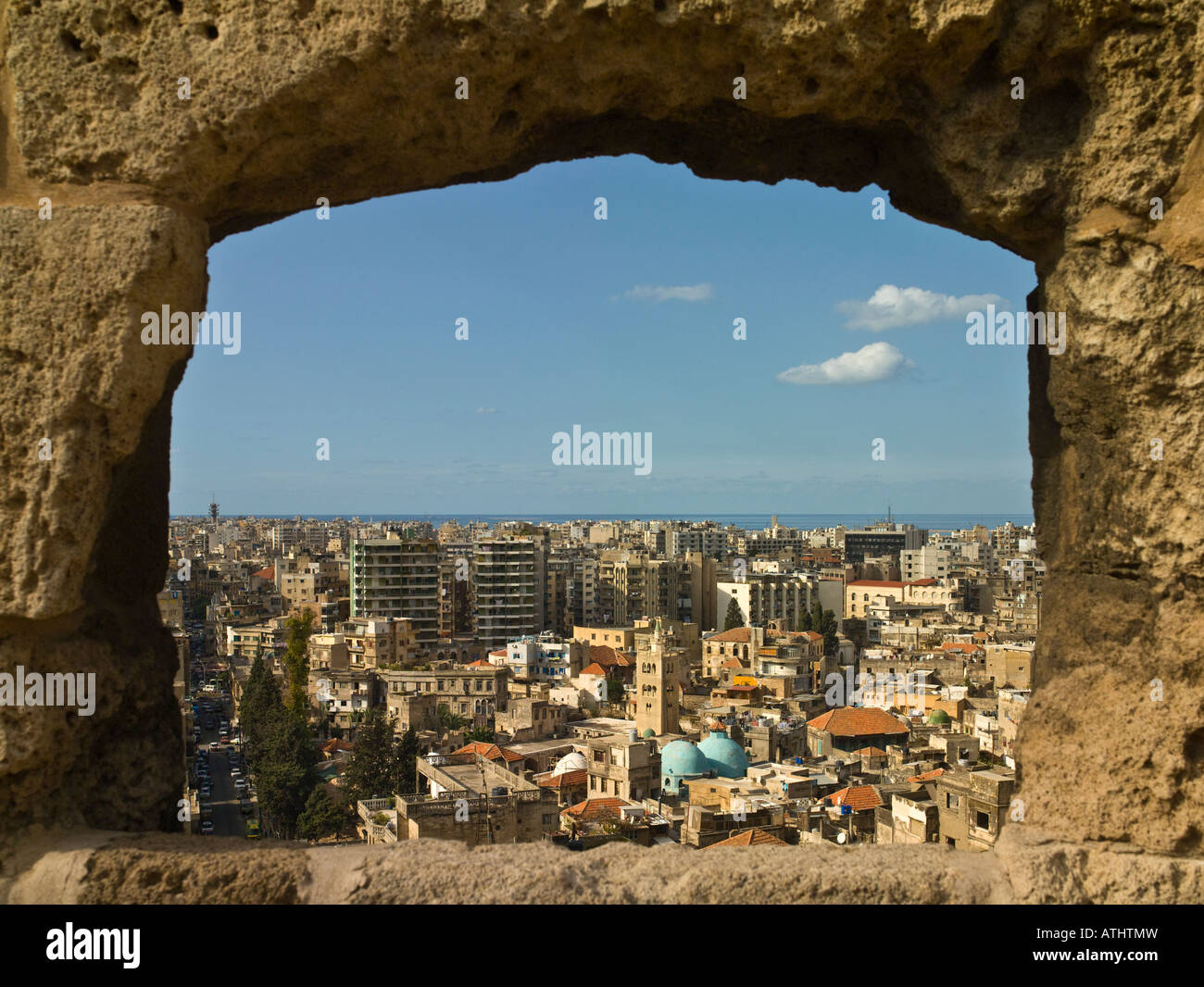 view from citadel of Tripoli, Lebanon, with Great Mosque Stock Photo ...