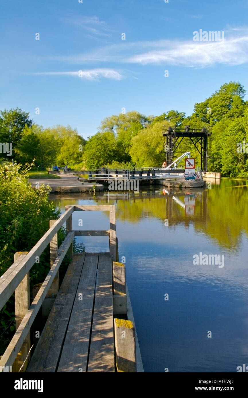 Teston Lock near Maidstone Kent with blue skies on a summers afternoon ...