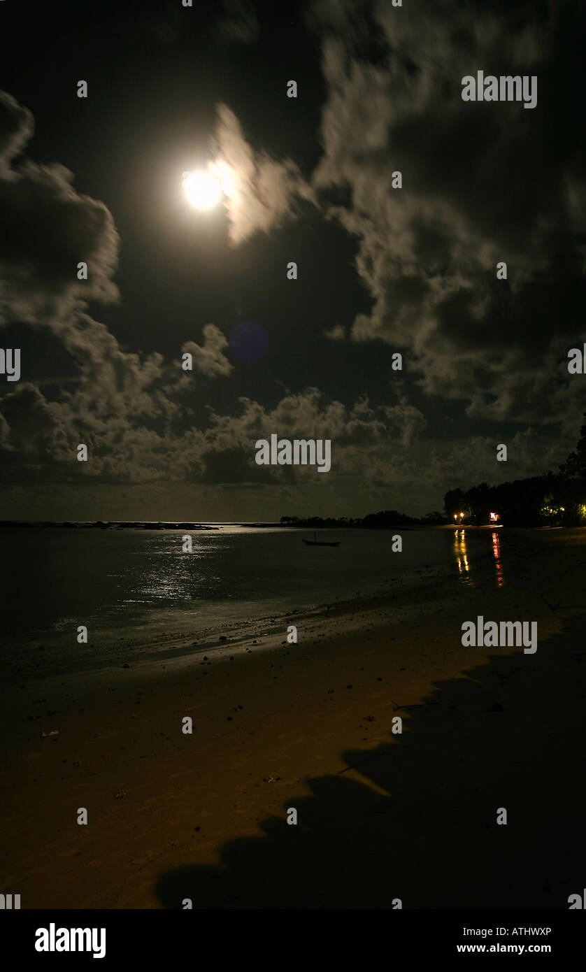 Moonlight At The Primeira Praia Beach, Morro de Sao Paulo, Brazil Stock ...
