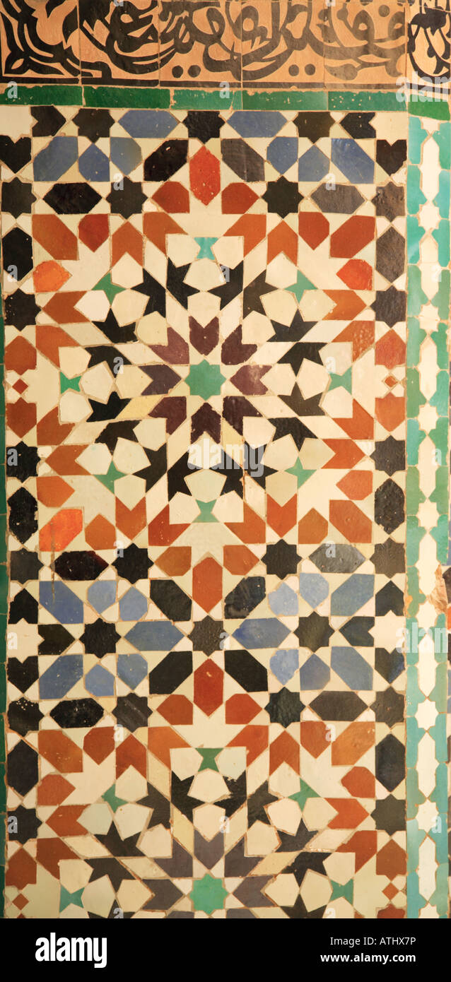 Ancient mosaic tiles at a Royal Palace in Morocco North Africa Stock ...