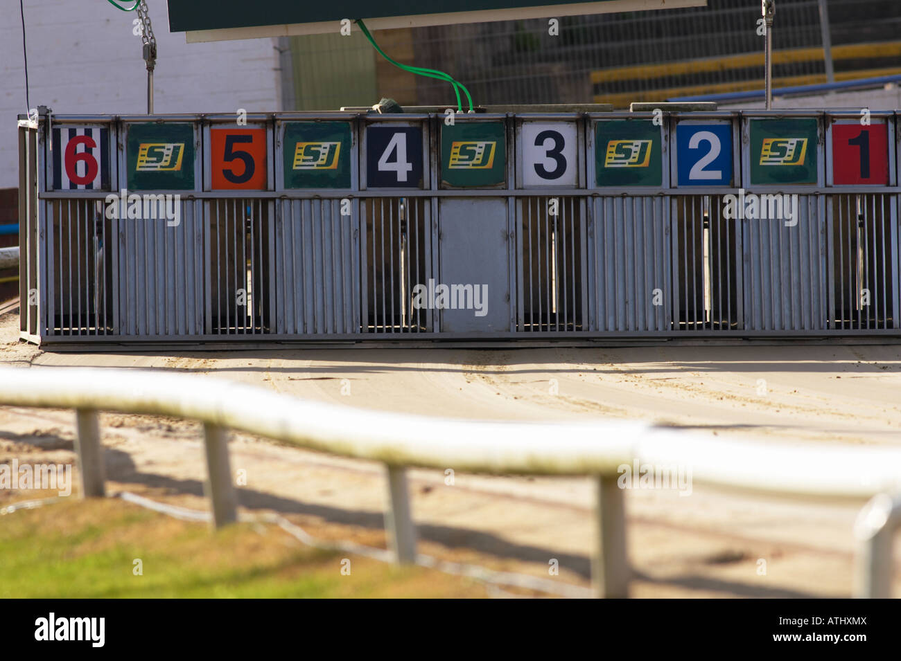 Greyhound racing traps Stock Photo - Alamy