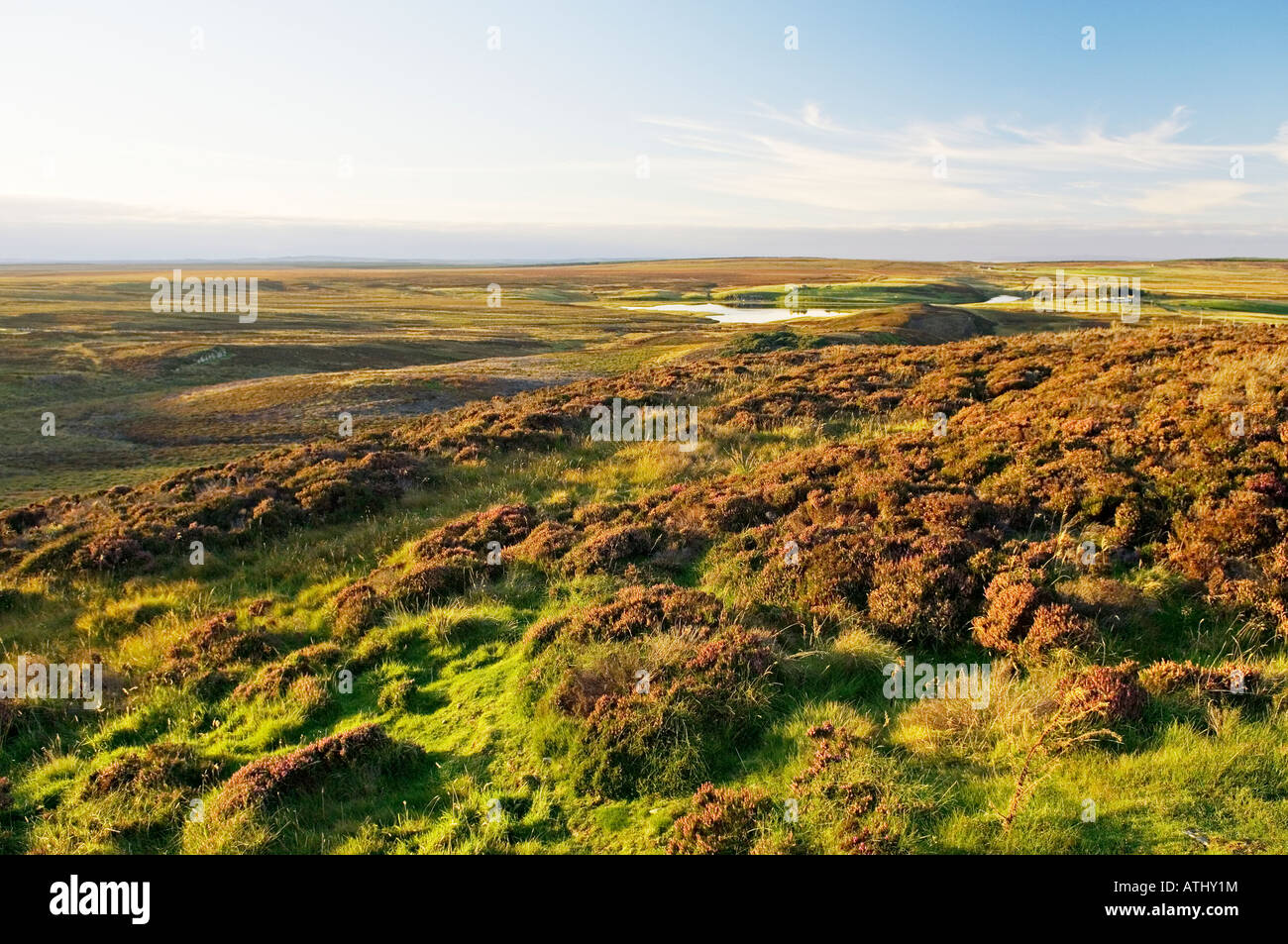 North over Loch of Yarrows 7 miles SW of Wick. Typical flat Floe ...