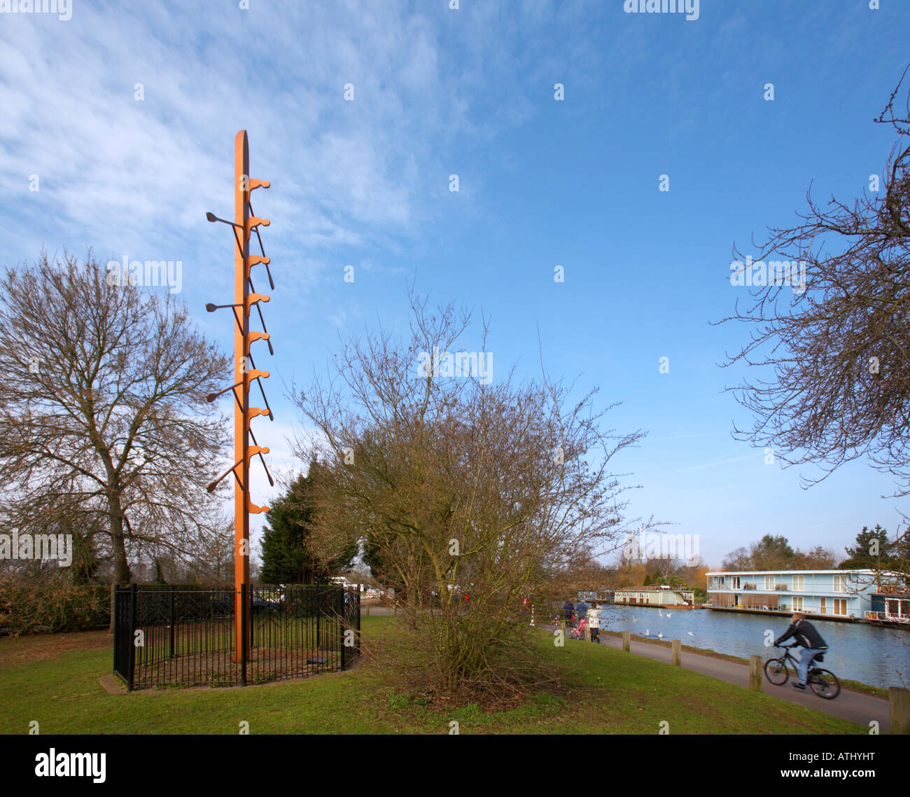 The Eights Tree rowing sculpture by Ray Smith on the River Thames next ...
