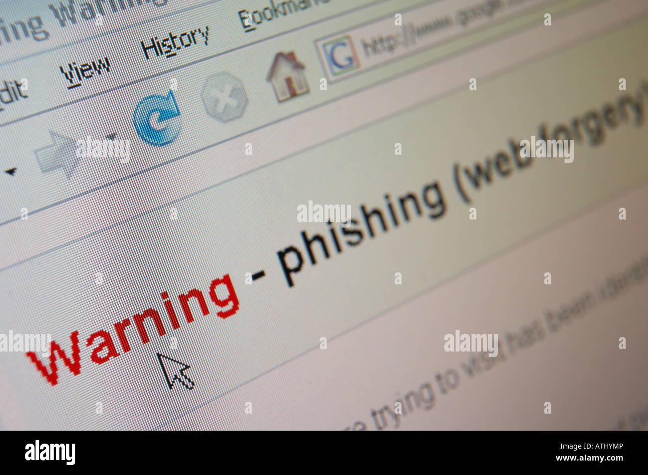 WEB SITE ON COMPUTER SCREEN SHOWING PHISHING FRAUD ALERT Stock Photo ...