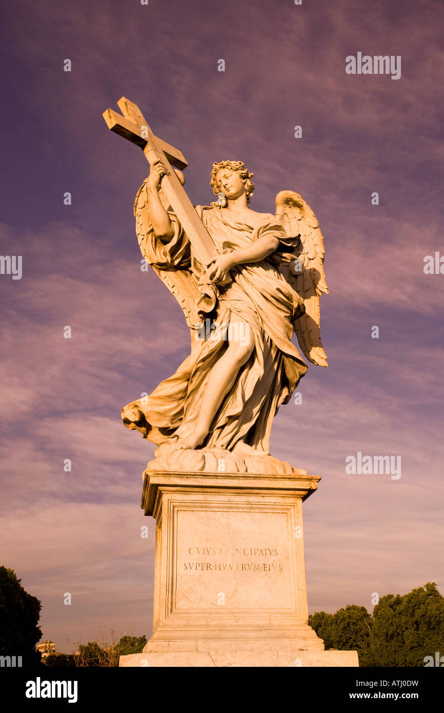 Satue on Sant Angelo Bridge Rome Italy Stock Photo - Alamy