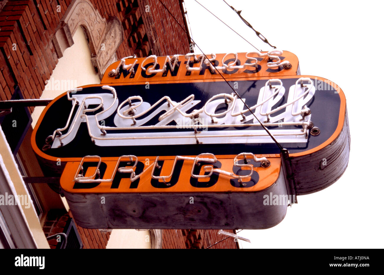 Classic old drugstore sign in USA street Stock Photo - Alamy