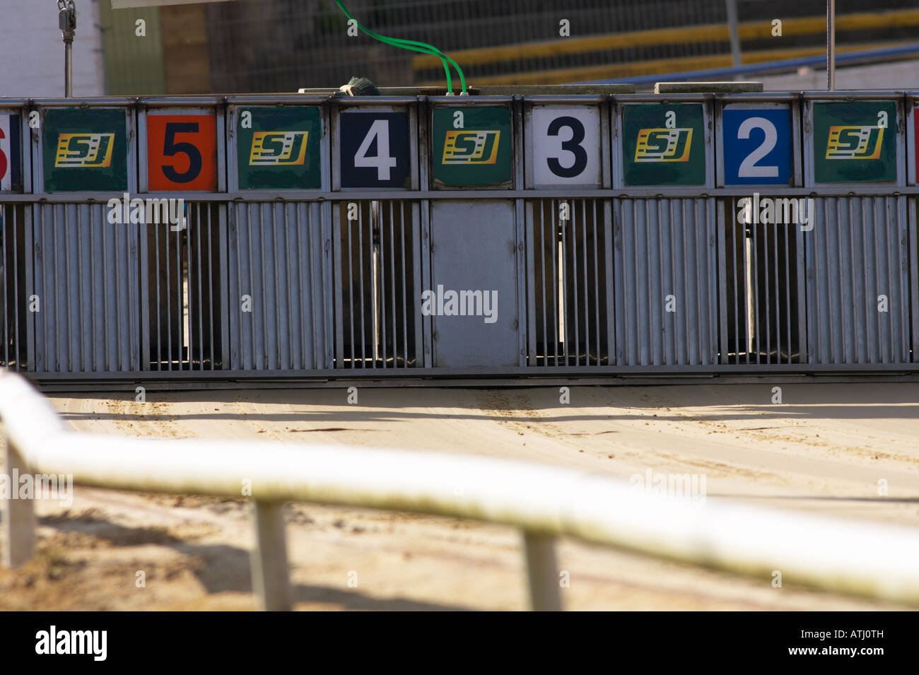 Greyhound racing traps Stock Photo - Alamy