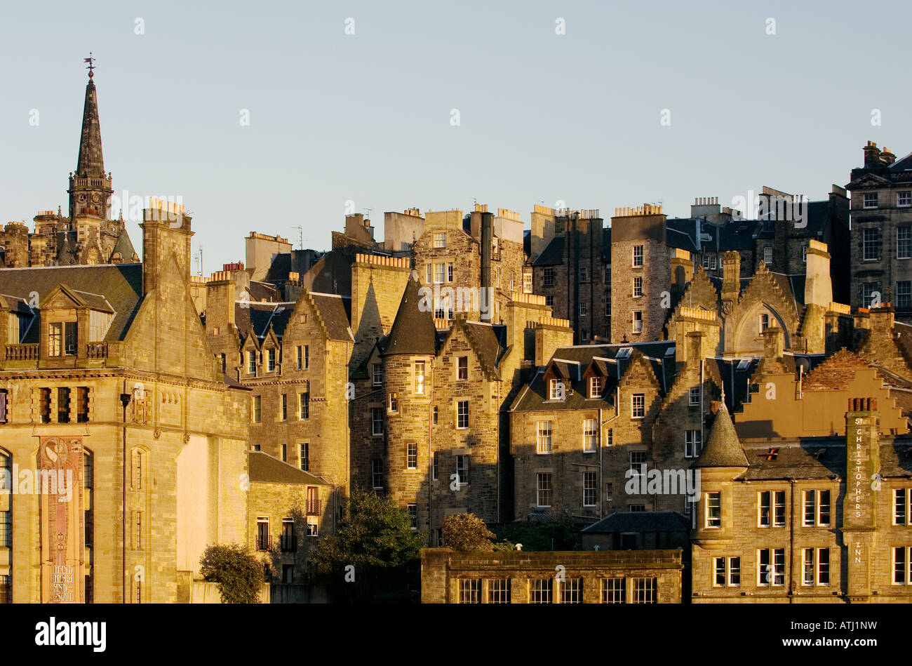 Edinburgh. Old Town skyline. Cockburn Street and High Street from ...