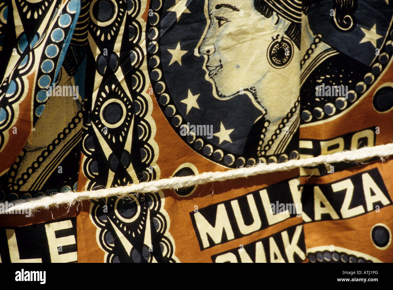 African textile, Lilongwe market, Malawi, Southern Africa Stock Photo ...