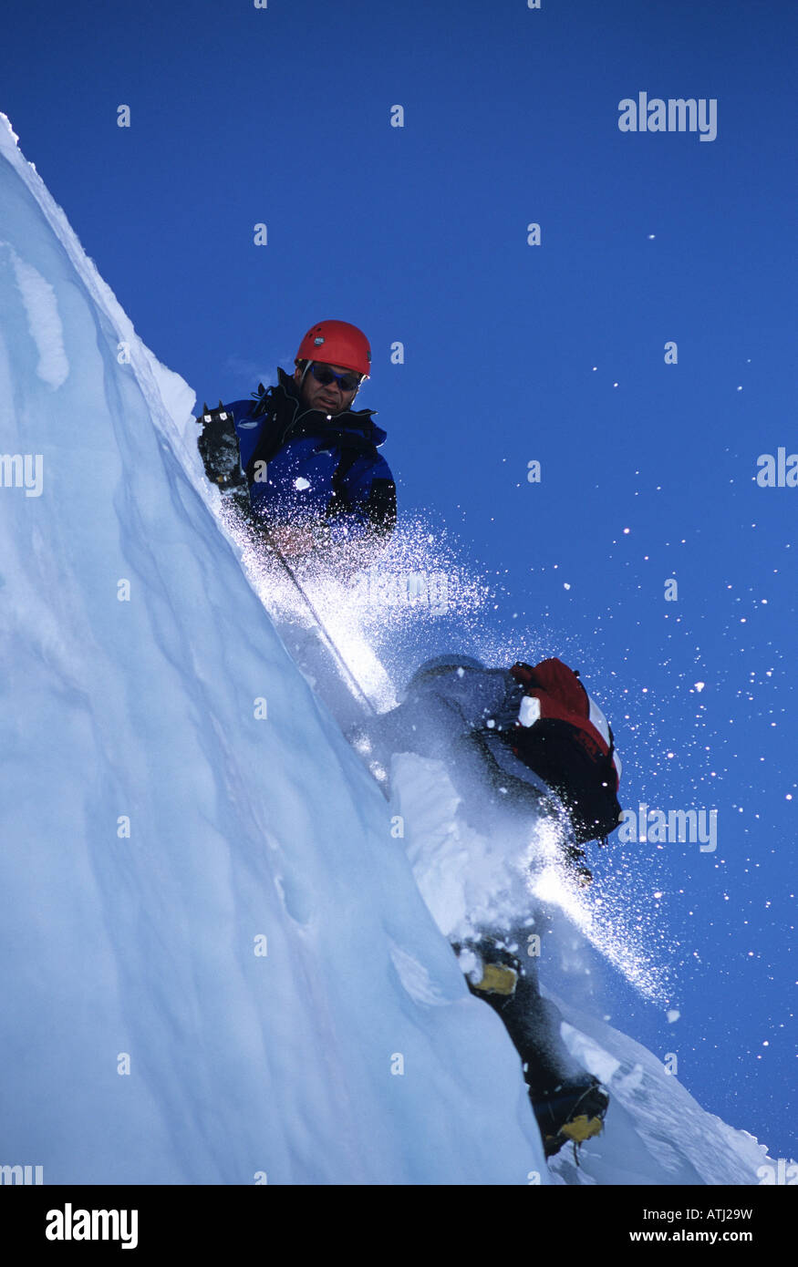 Ice climbing on glacier Stock Photo - Alamy