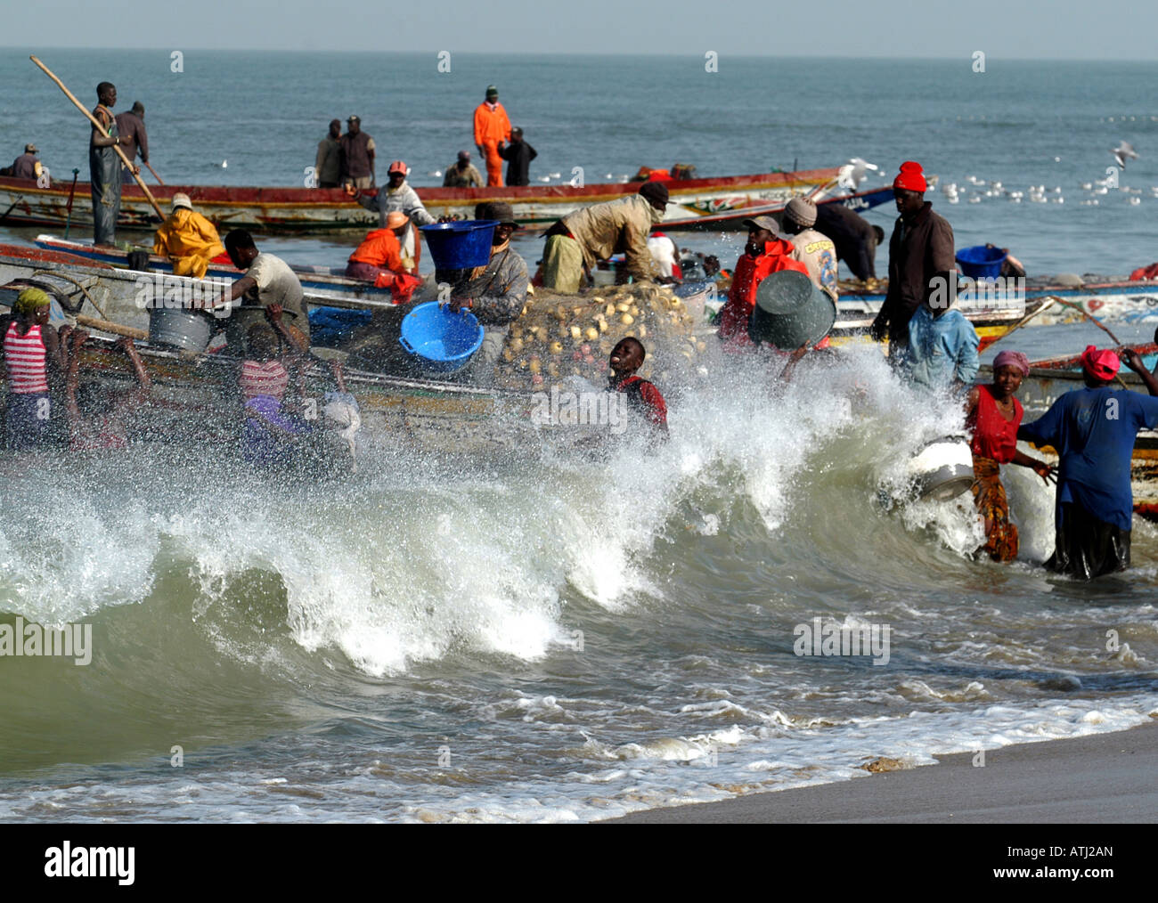 Tanji fishing village on the Atlantic Coast of The Gambia Stock Photo ...