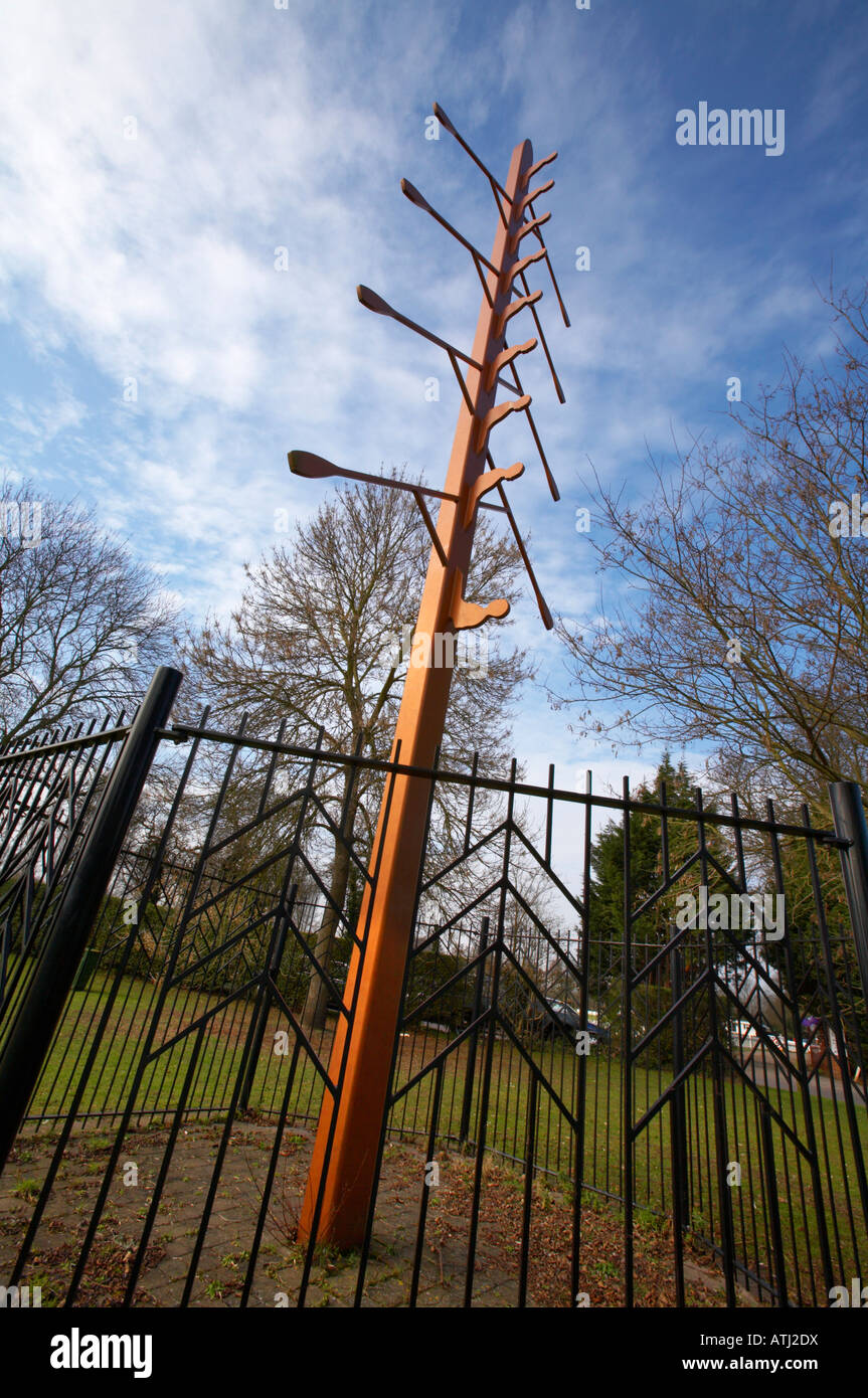 The Eights Tree rowing sculpture by Ray Smith on the River Thames next ...