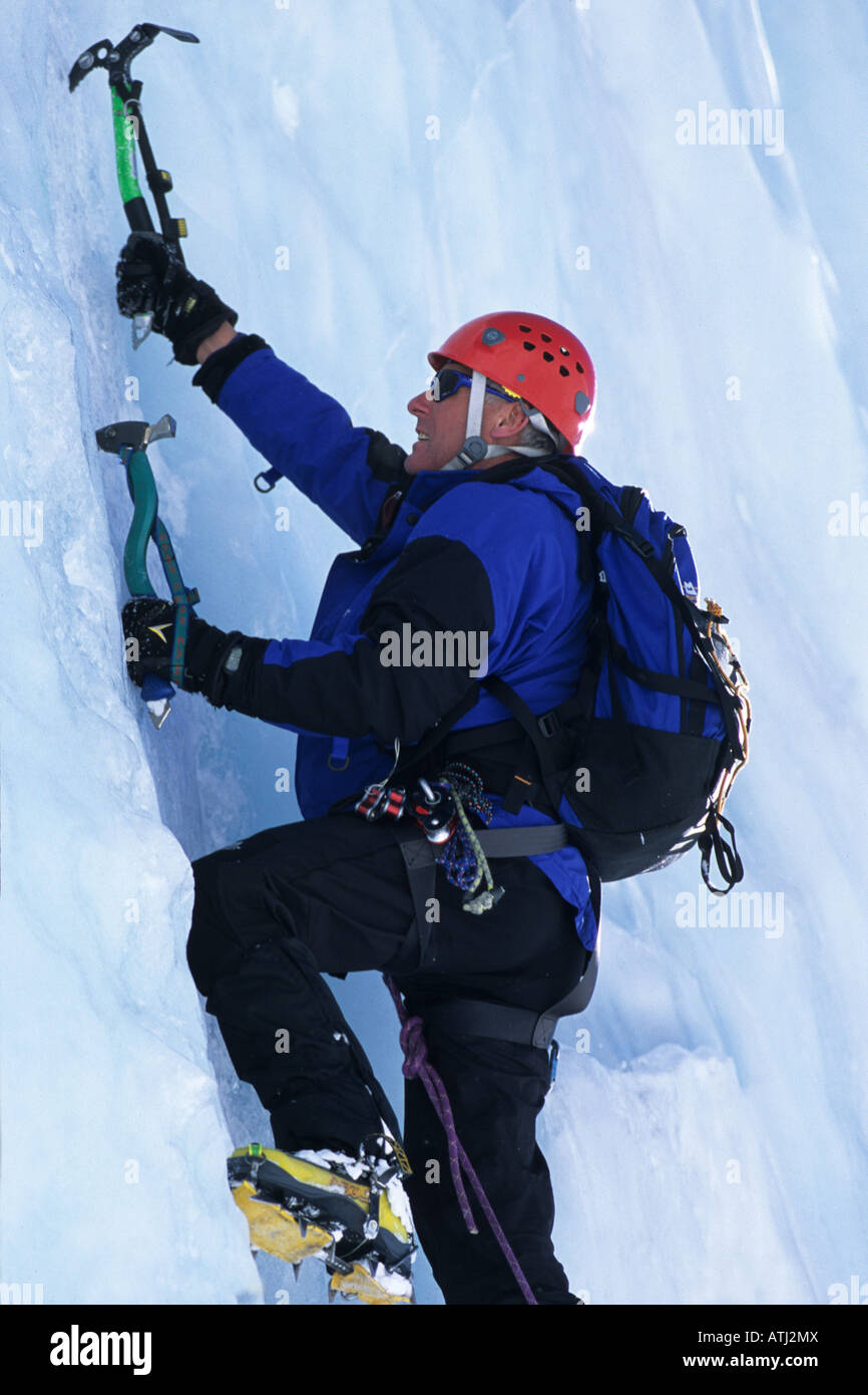 Russell Brice ice climbing - mountain guide Stock Photo - Alamy