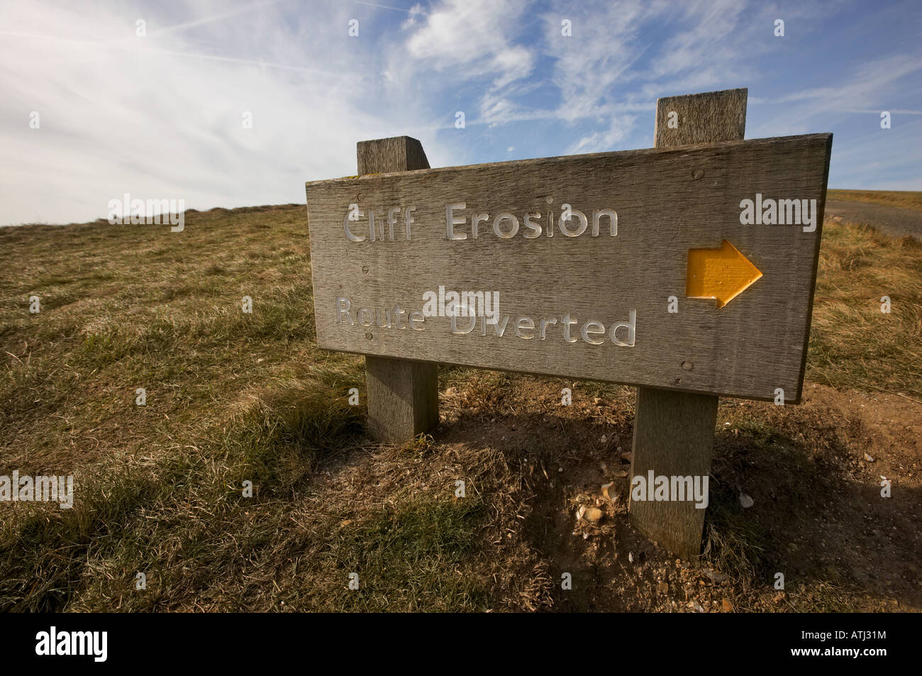 Danger erosion warning sign hi-res stock photography and images - Alamy