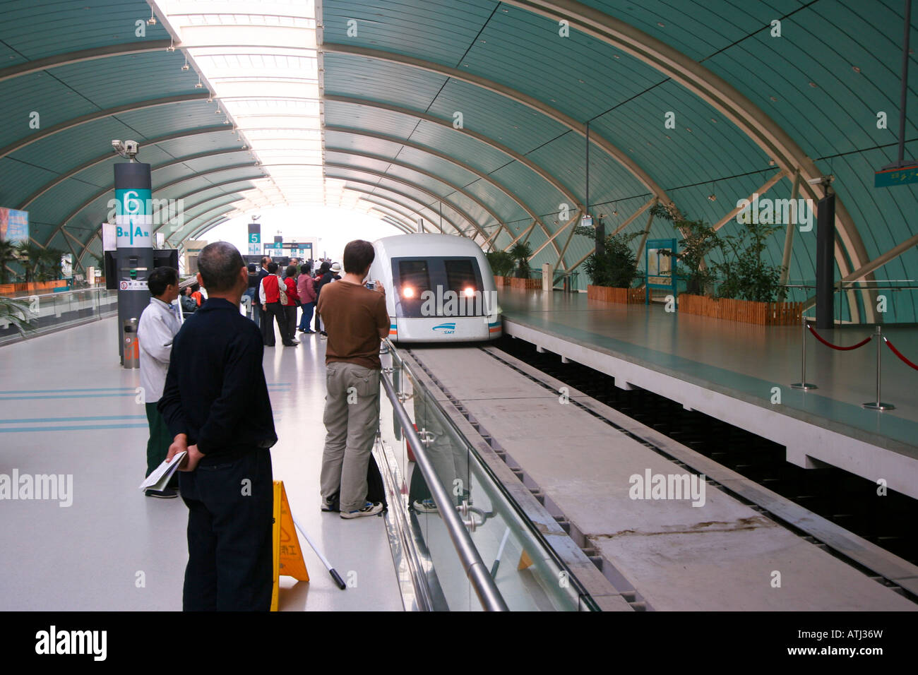 The Longyang Road maglev magnetic levitation transport train station in ...