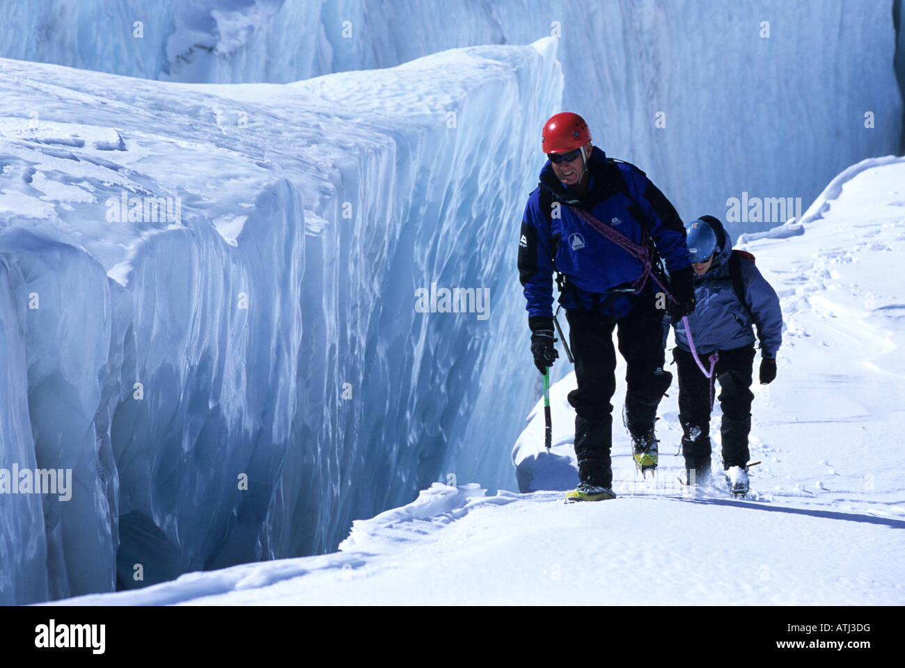 Russell Brice - mountain guide - with client on glacier Stock Photo - Alamy