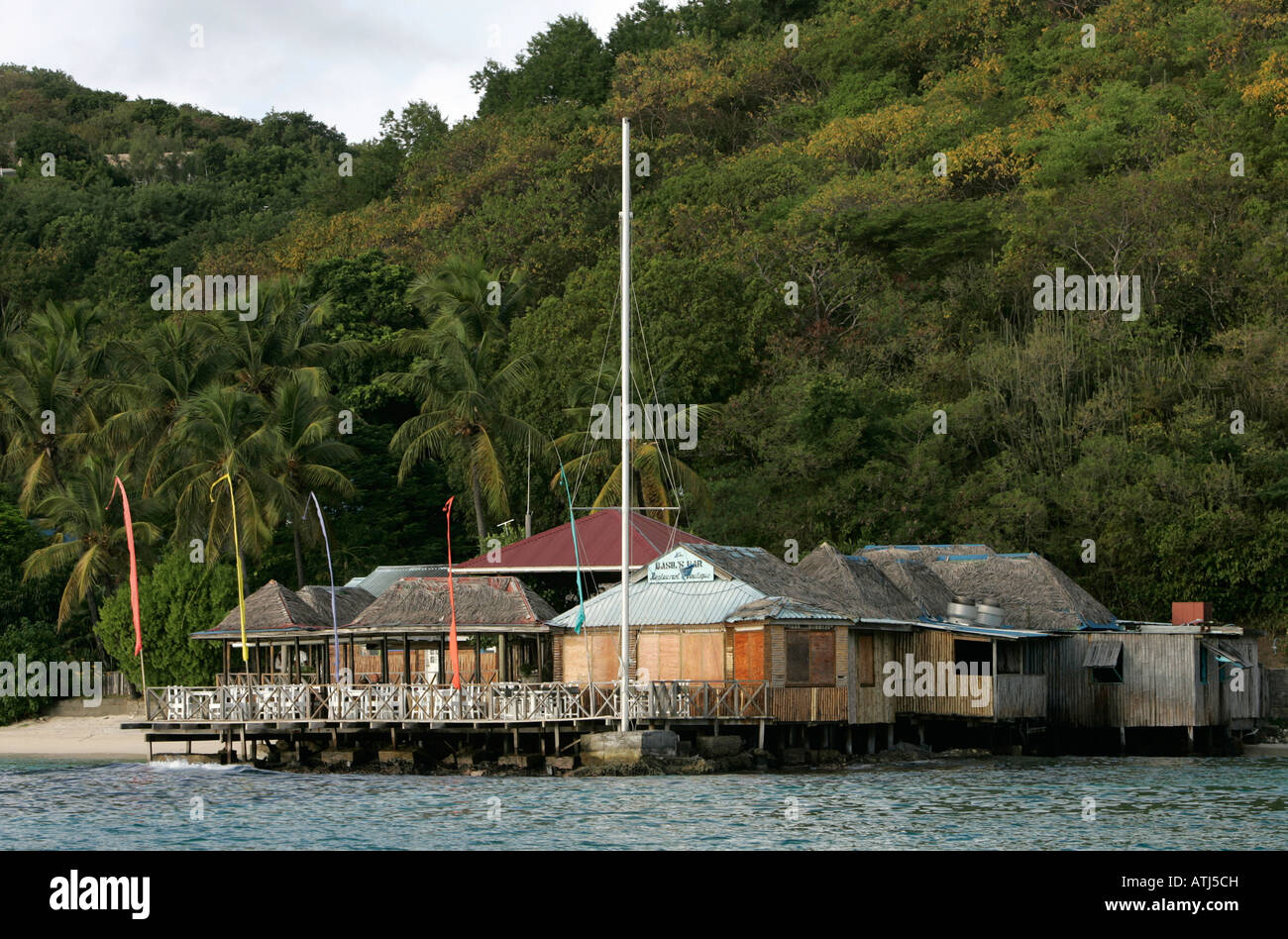 Basil's Bar on the island of Mustique in St Vincent and the Grenadines ...