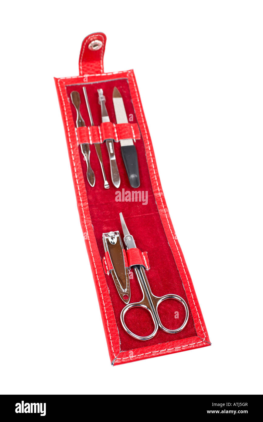 A manicure tools isolated on white background Focus at front and ...