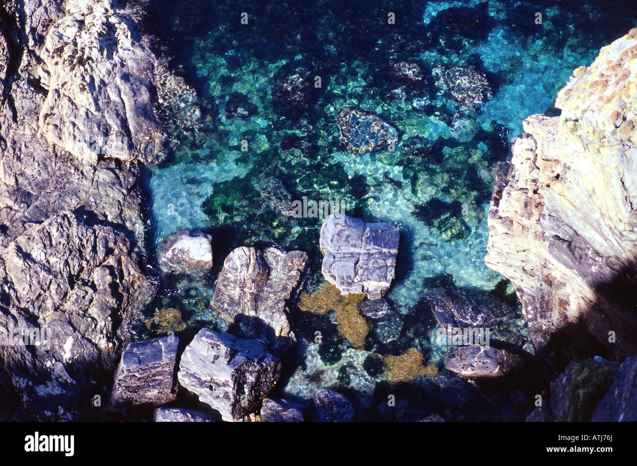 cornish rugged north coast clifftop view near trevalga cornwall west ...
