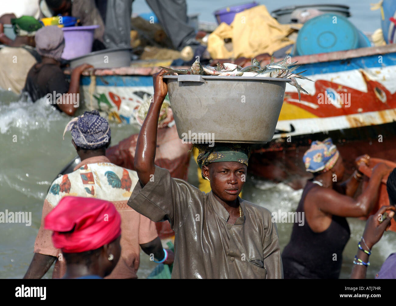 Tanji fishing village on the Atlantic Coast of The Gambia Stock Photo ...