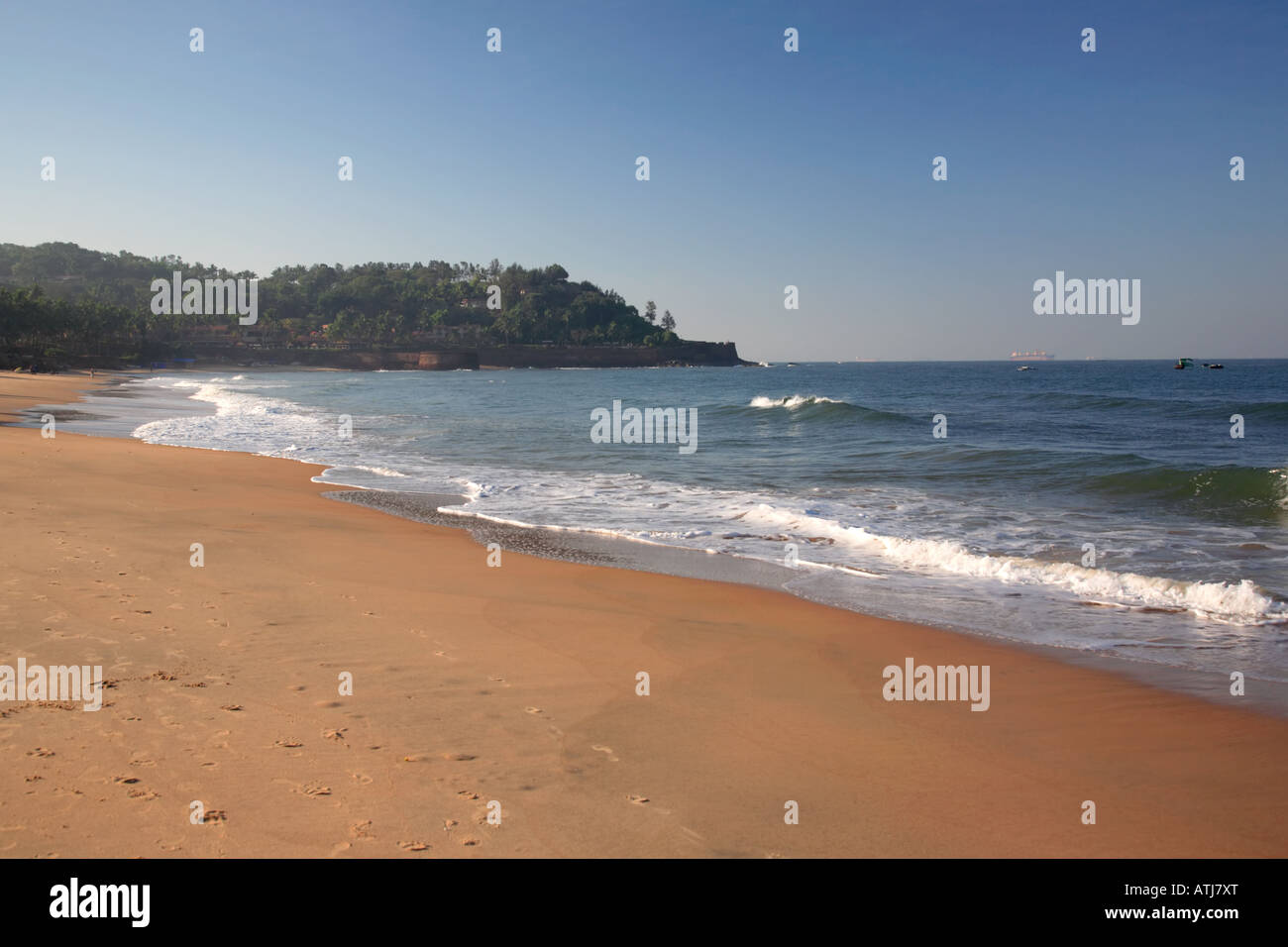 View to Fort Aguada down Candolim and Sinquerim beach Goa Stock Photo ...