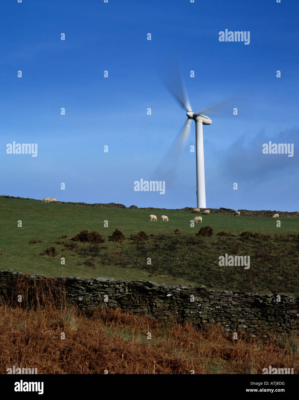 A wind turbine at the Gilfach Goch Wind Farm near Bridgend and ...