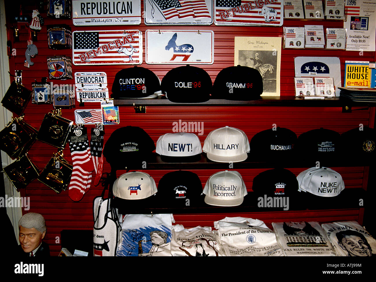 Souvenirs on sale during 1996 US Presidential election Stock Photo - Alamy