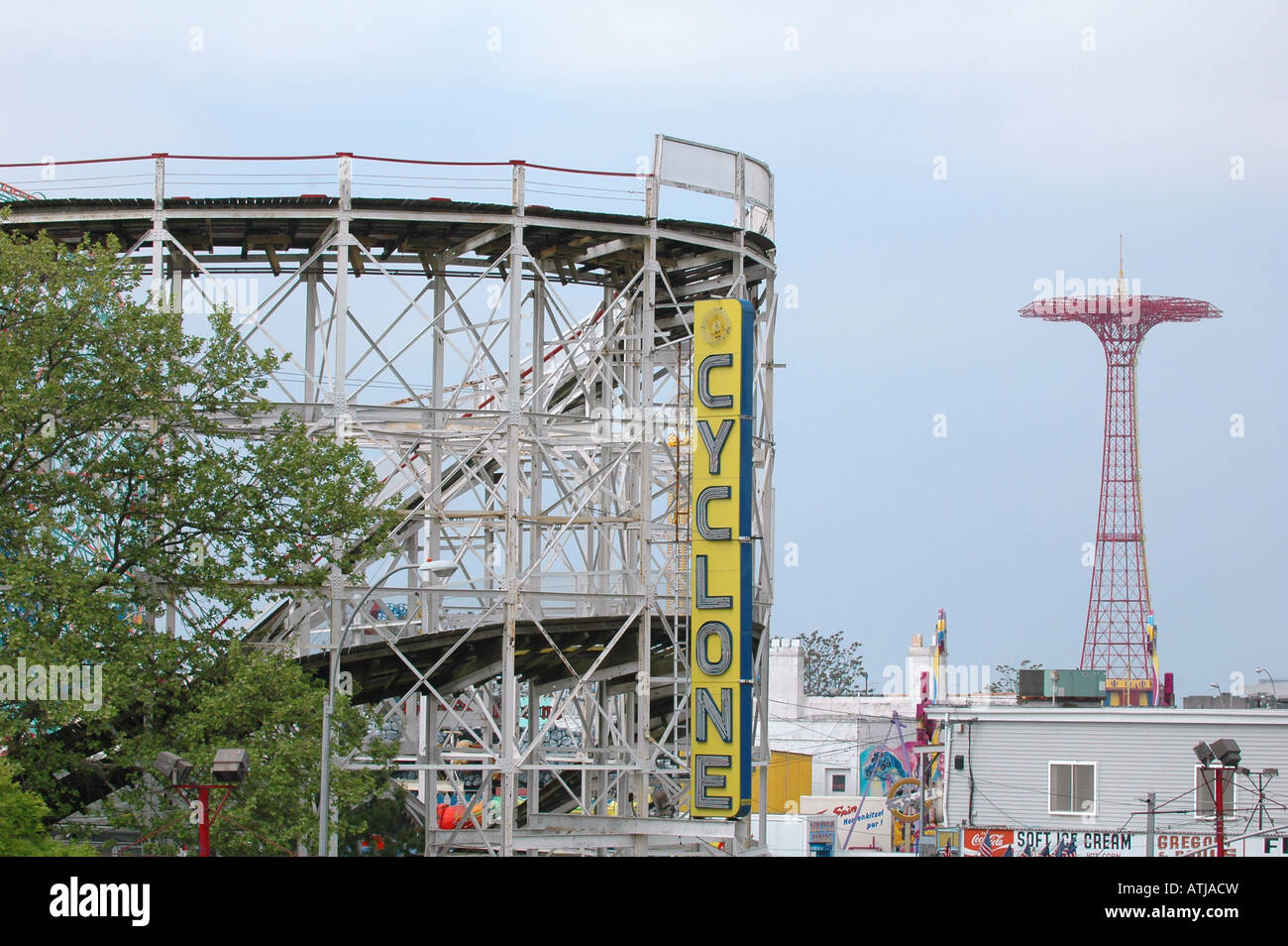 view of coney island astroland park showing the famous cyclone roller ...