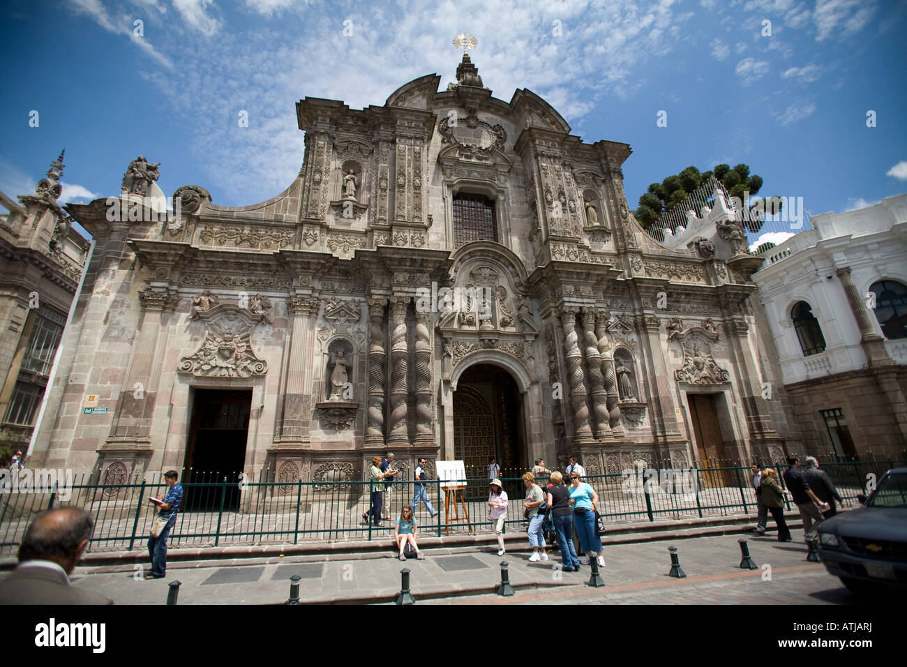 Iglesia de la Compania de Jesus church Quito Ecuador. Church front ...