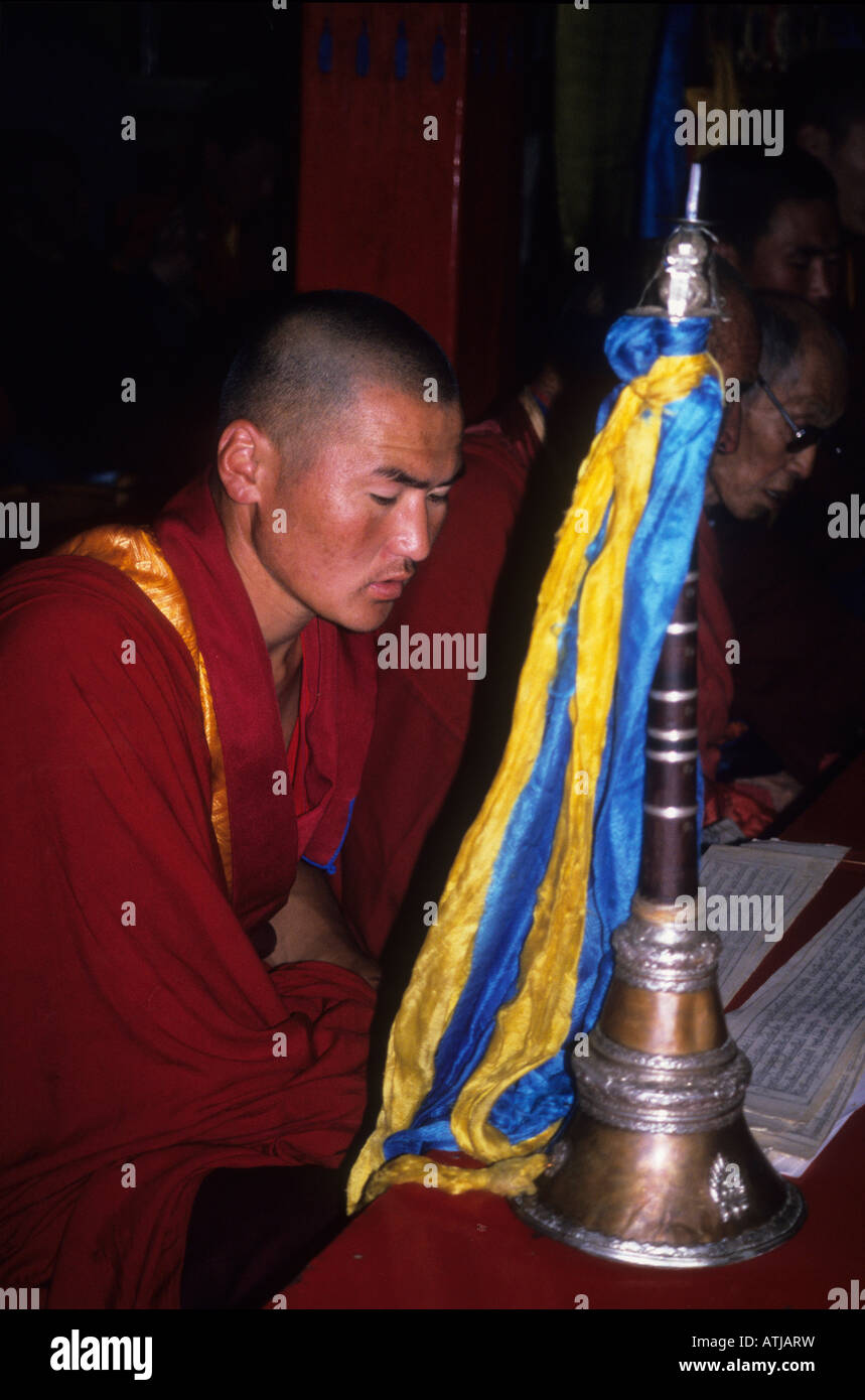 A monk reads the scriptures Gandan Khiid monastery Kharkorin formerly ...