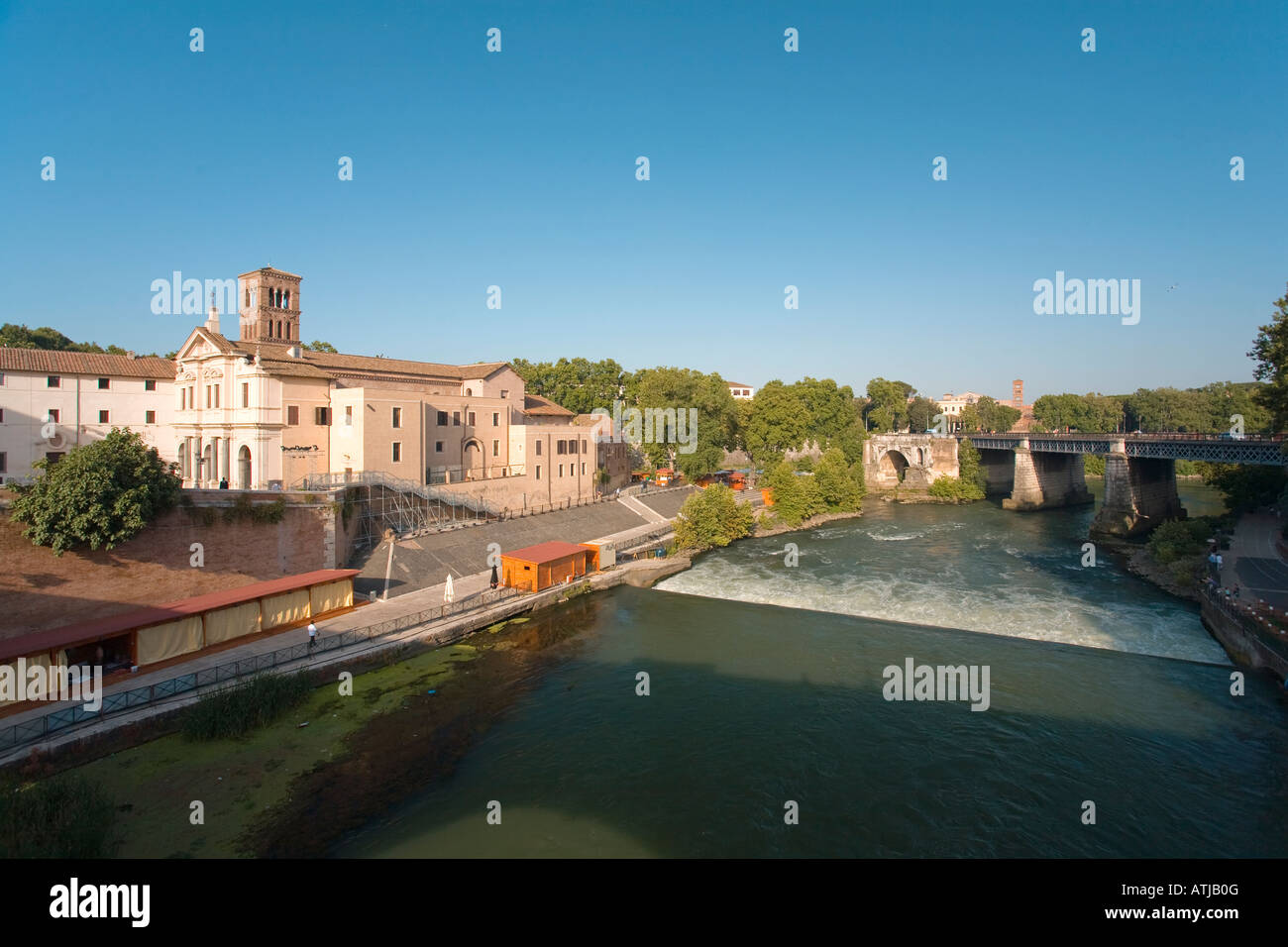 Isola Tiberina Tiber Island Rome Italy Stock Photo - Alamy