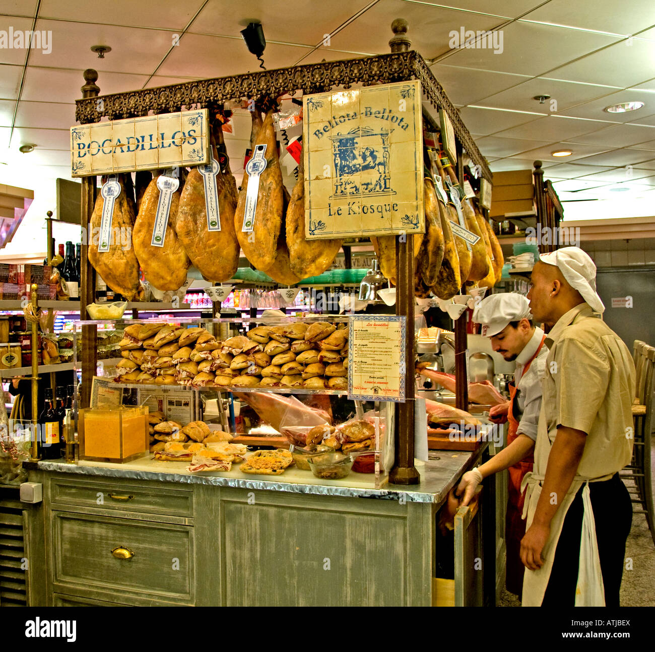 Galeries Lafayette Paris butcher shop butcher's trade meat ham pig ...