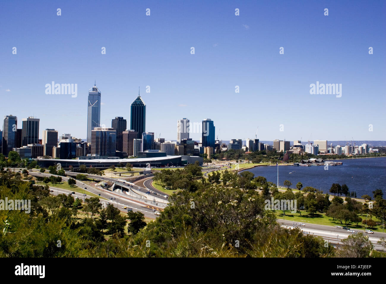 Perth City Skyline from Kings Park Stock Photo - Alamy
