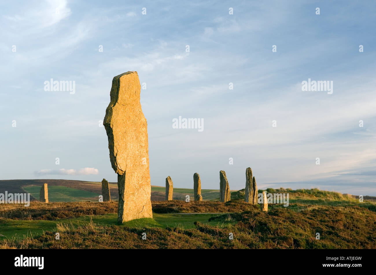 Neolithic prehistoric stone circle The Ring of Brodgar at Stenness ...