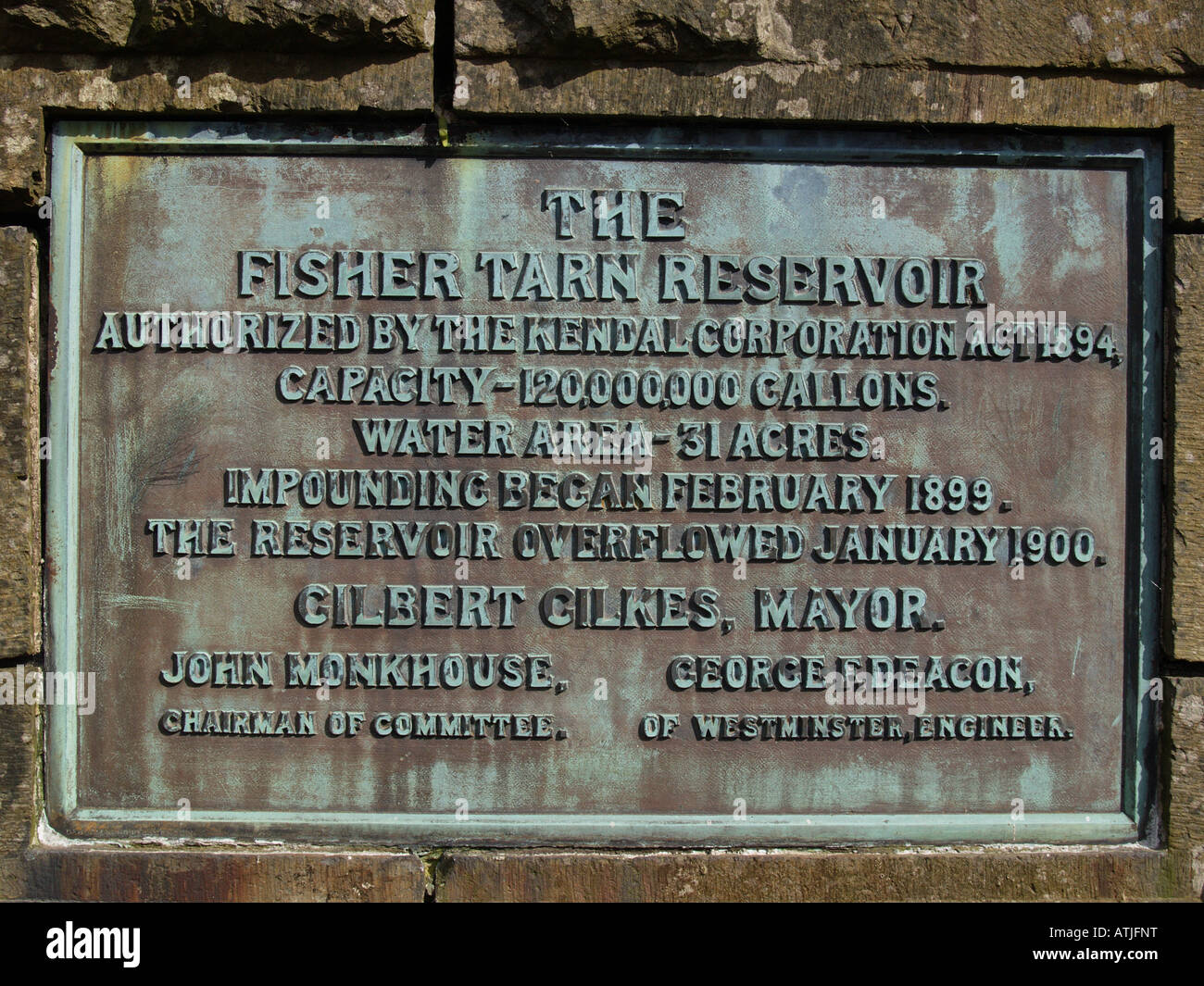opening plaque victorian reservoir dam wall sign Stock Photo - Alamy