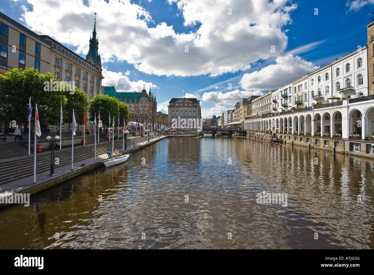 Inner Alster in Old Town part of Hamburg, Germany, famous Alster ...