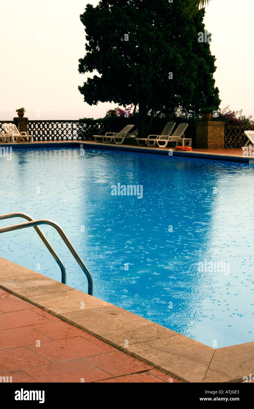 Raindrops falling on the surface of a swimming pool Stock Photo - Alamy
