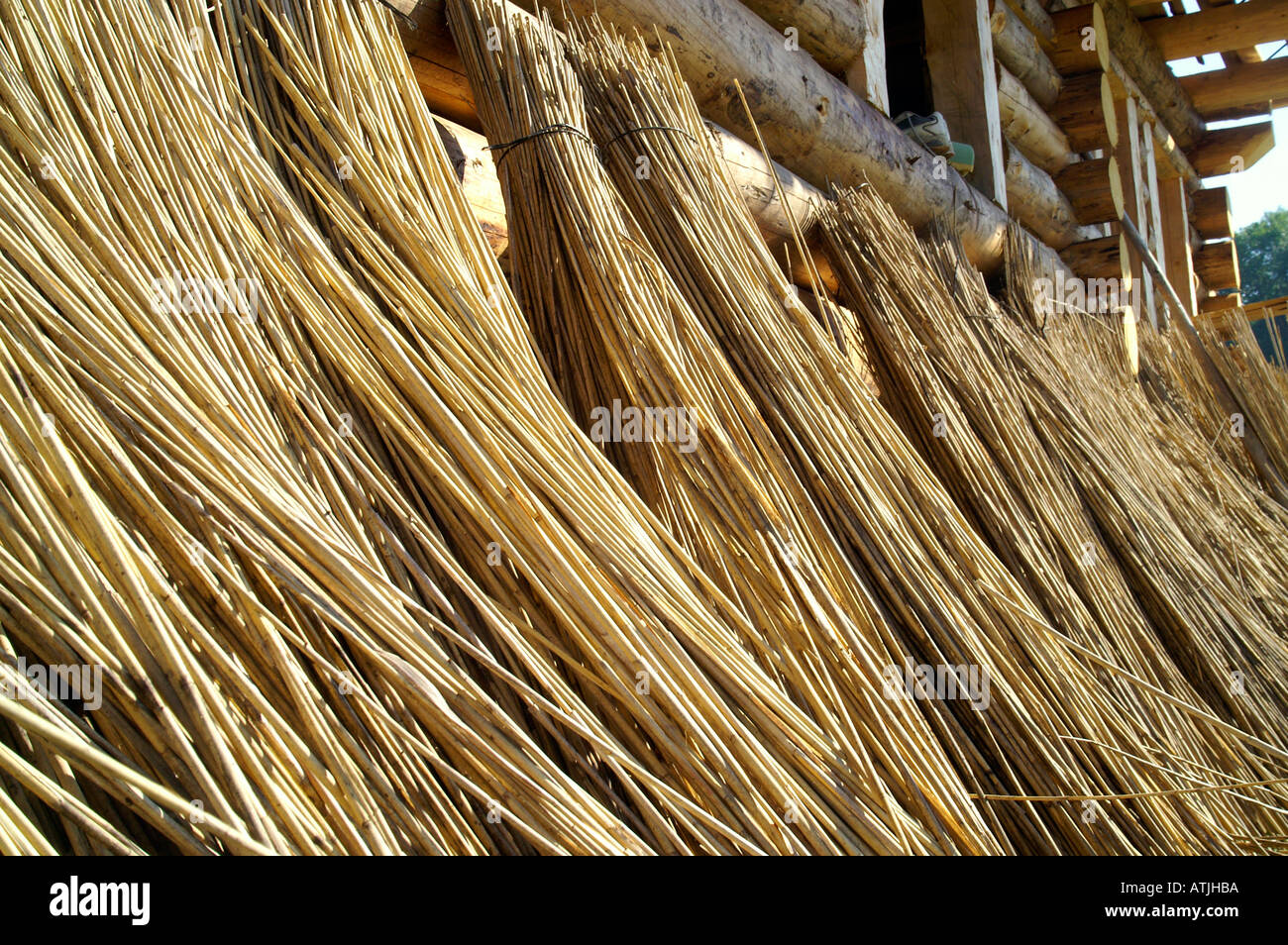 Straw bolts used for straw roof of slovak traditional house Stock Photo ...