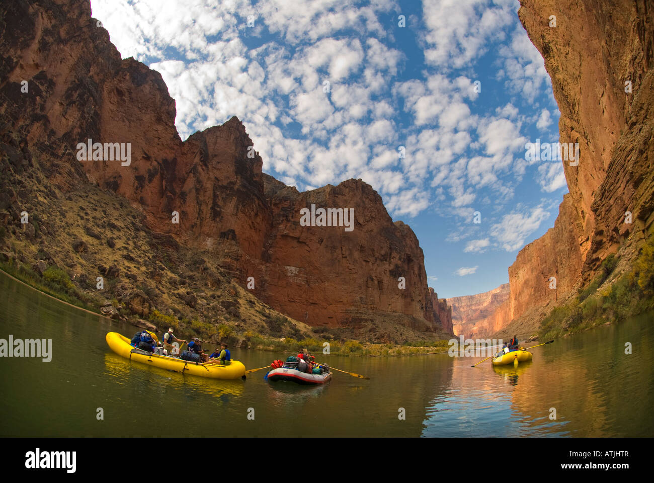 Rafting the scenic Colorado River in the Grand Canyon National Park ...