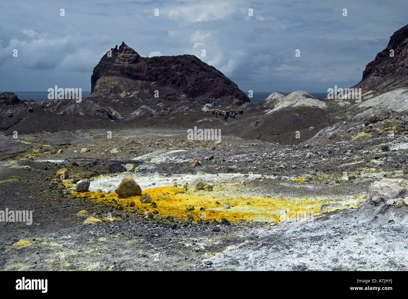 Sulphur deposits on White Island volcano, New Zealand Stock Photo - Alamy