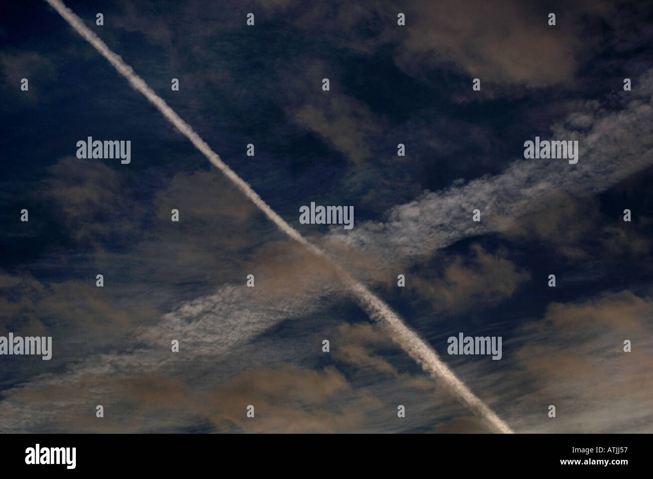 Crossing Vapour Trails Stock Photo - Alamy