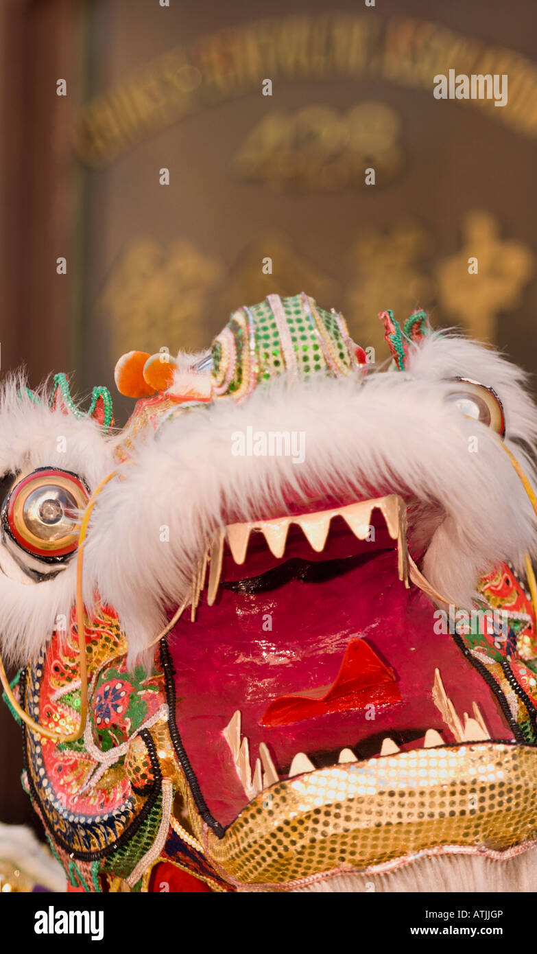 Chinese dragon costume in front of San Diego Chinese Center Stock Photo ...