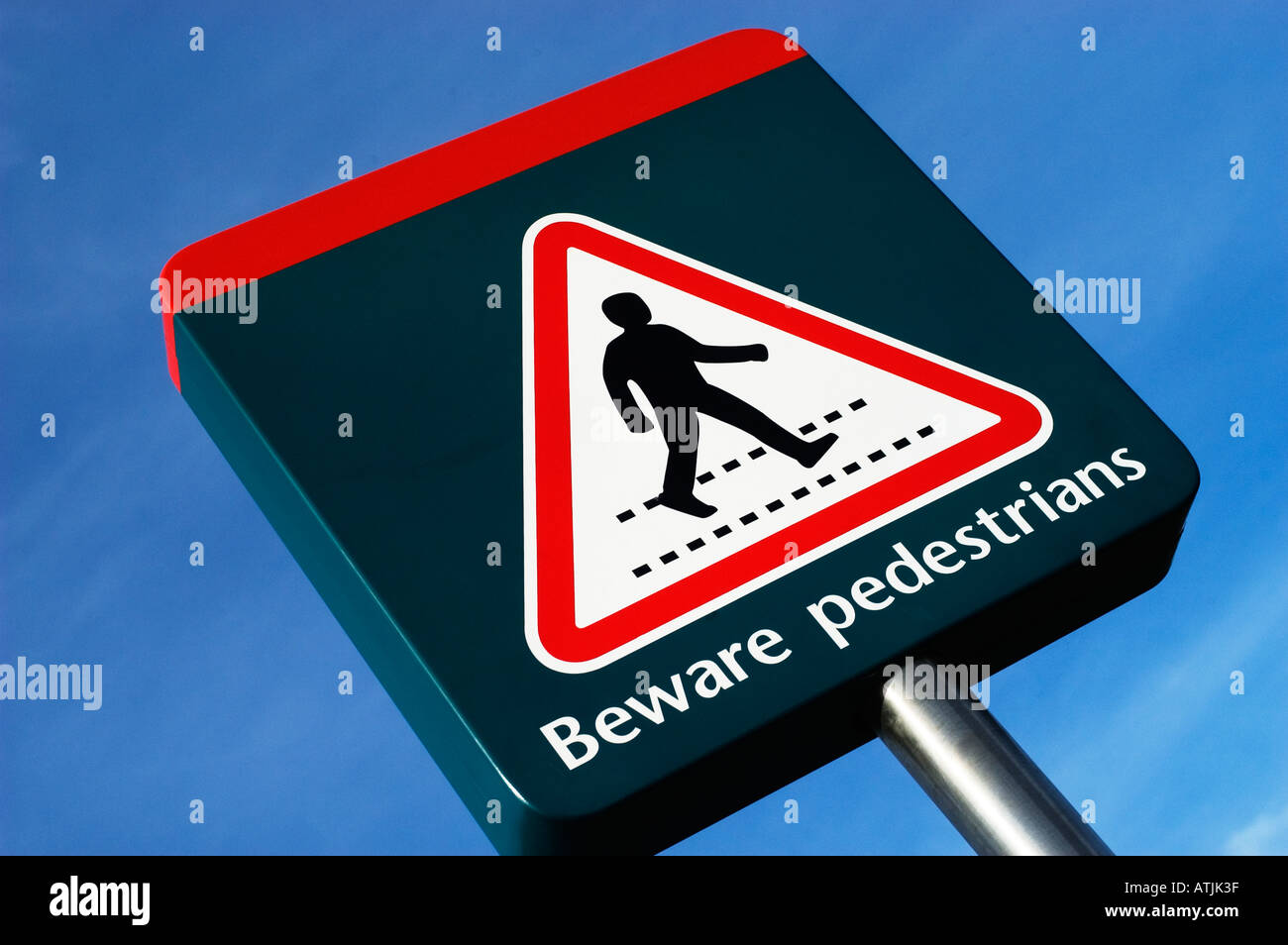 Traffic sign "Beware pedestrians Stock Photo - Alamy